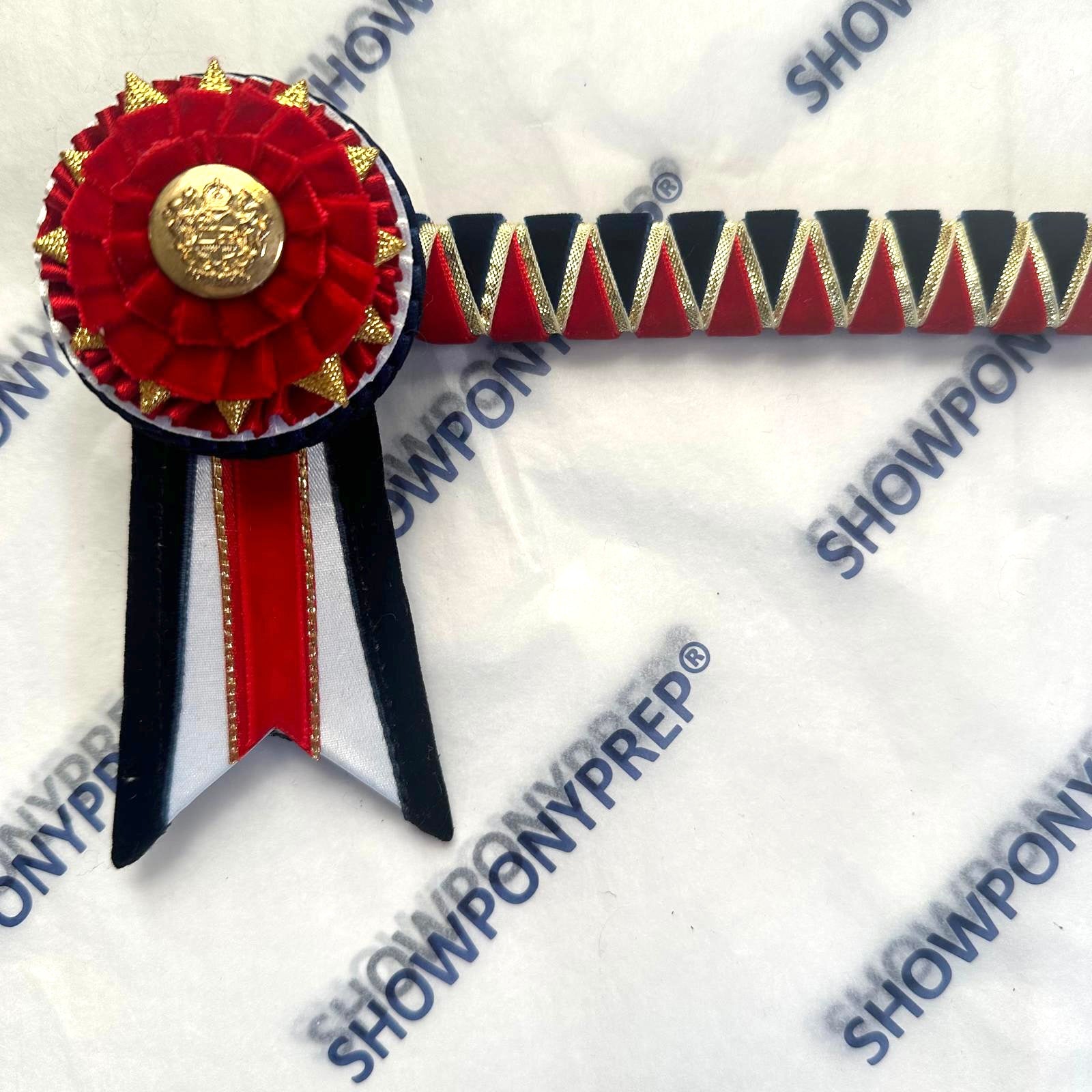 15” Red, Navy & Gold Browband – Showponyprep.com