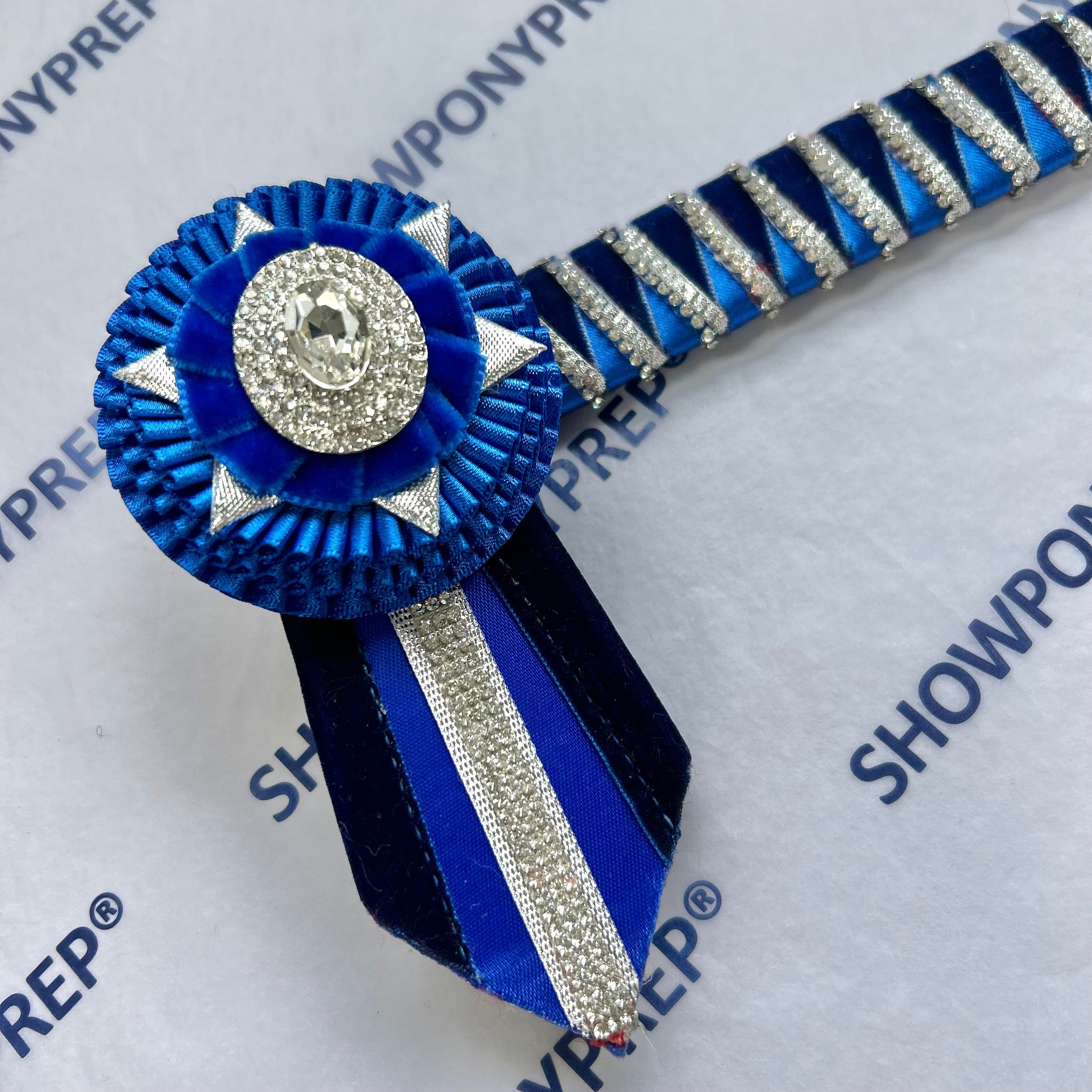 15” Blue, Navy & Silver Browband – Showponyprep.com
