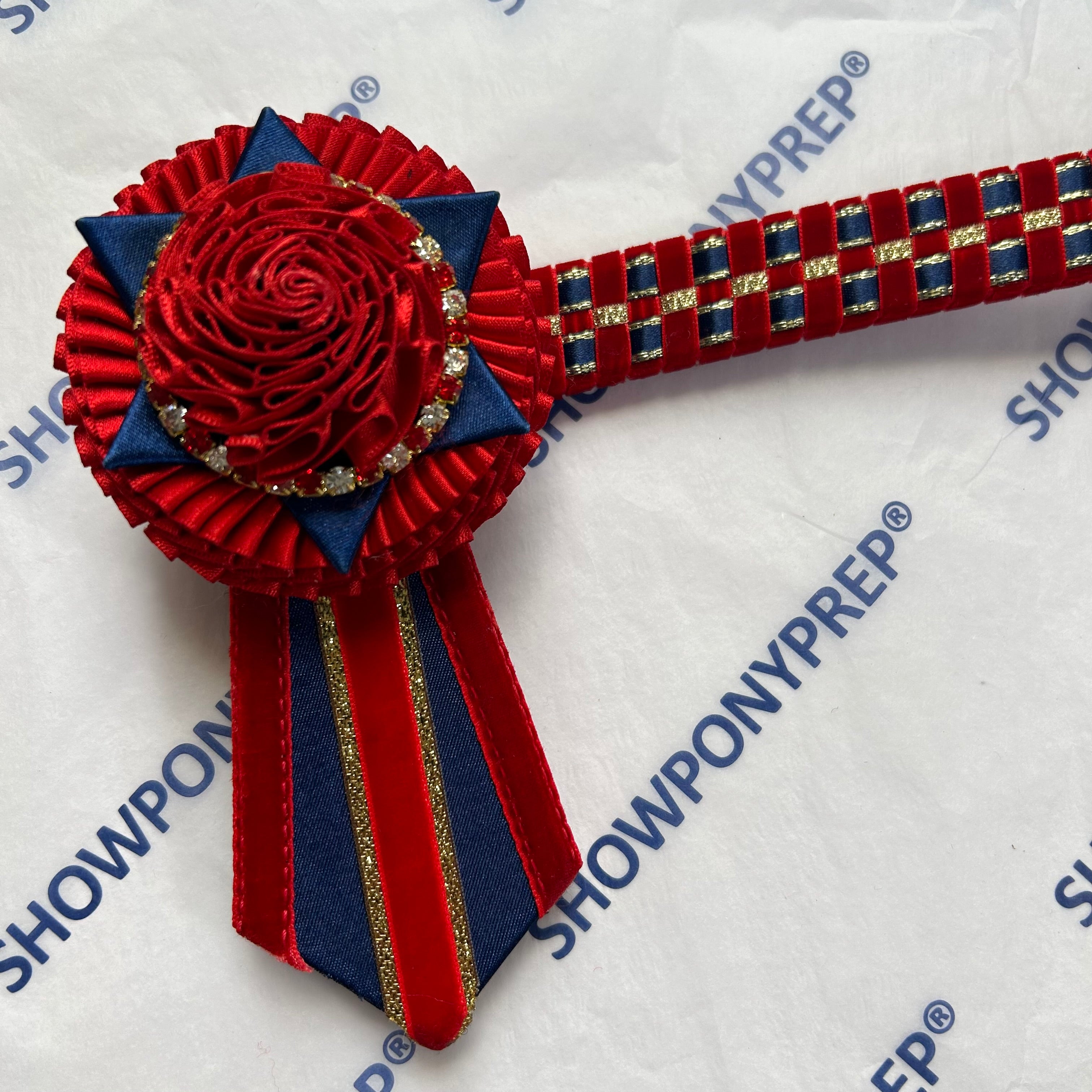 14.5” Red, Navy & Gold Browband – Showponyprep.com