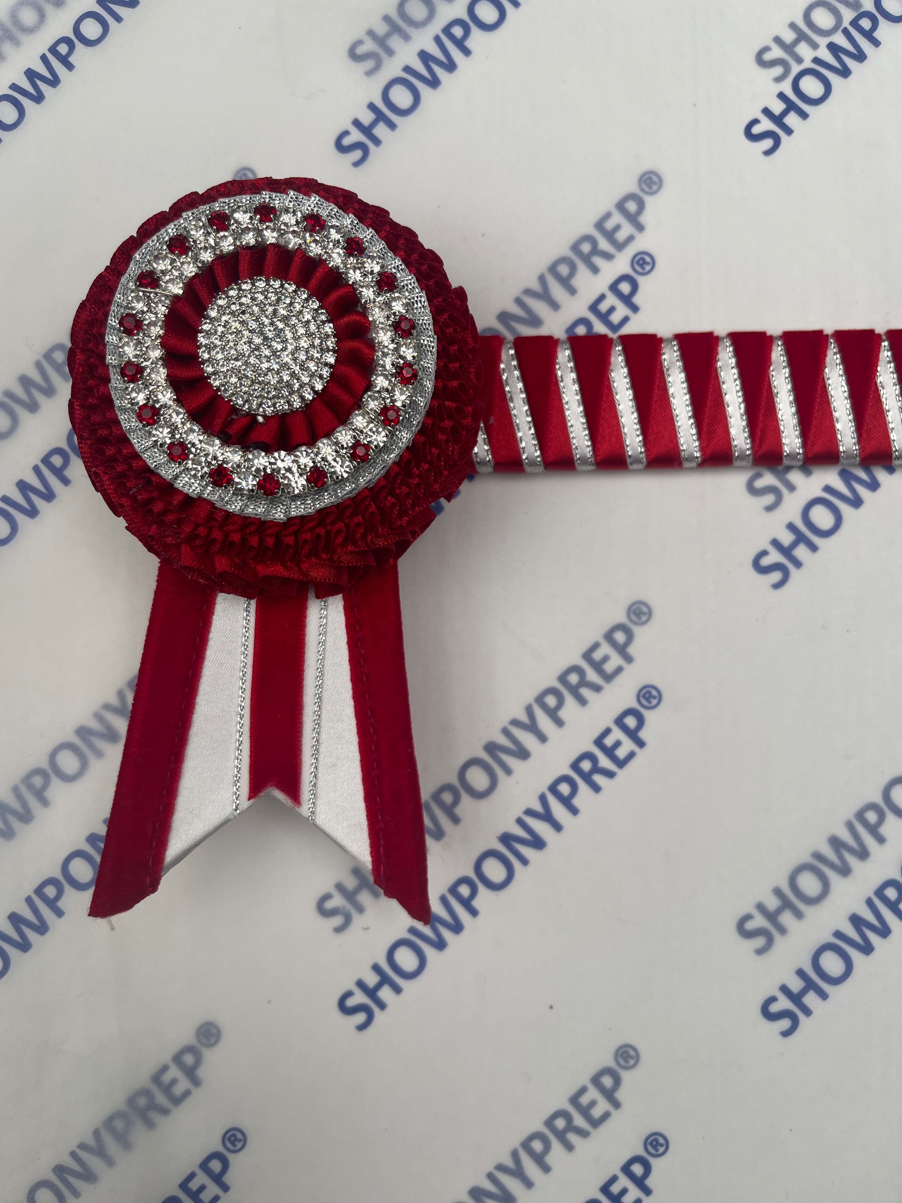 13.5” Red, White & Silver Browband – Showponyprep.com