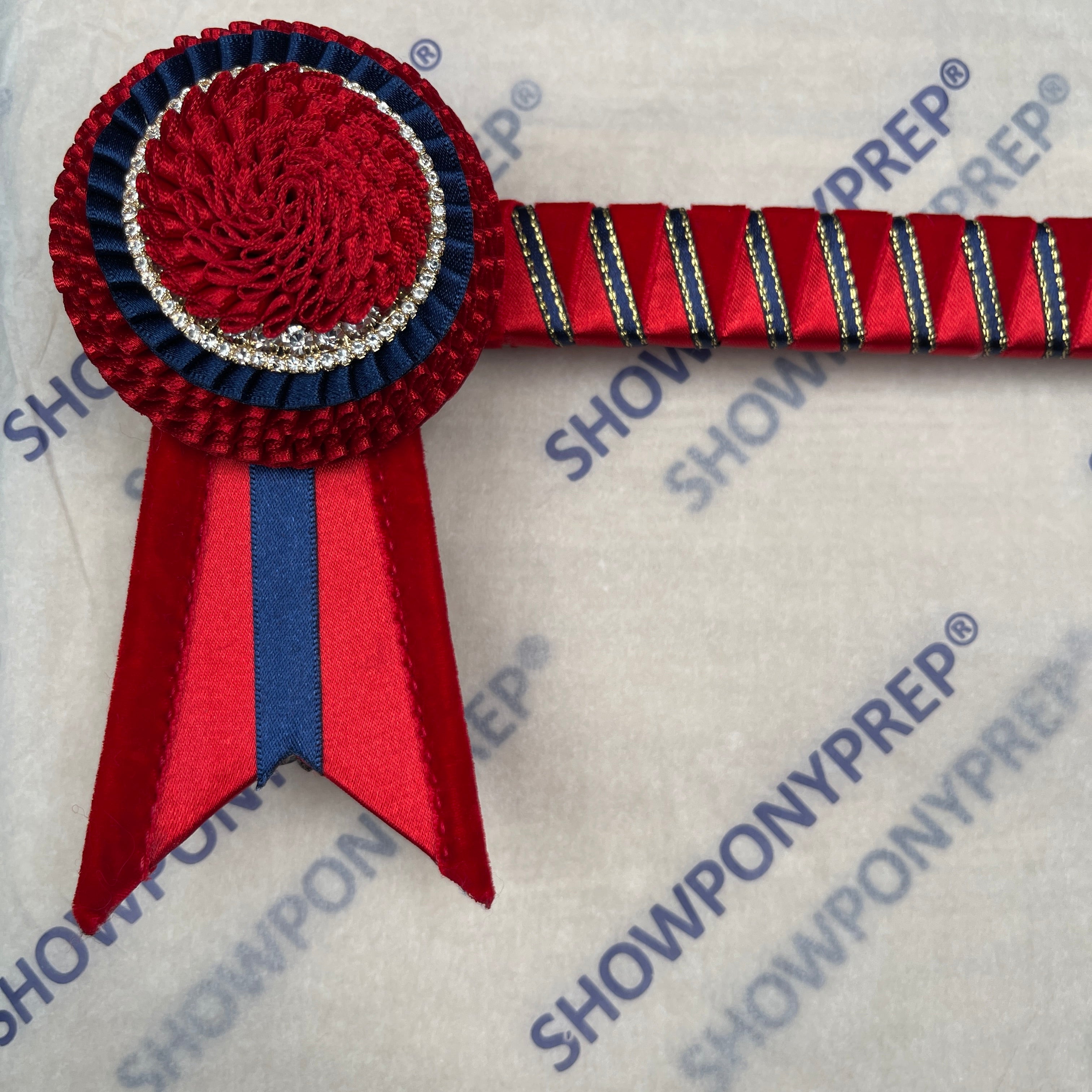 15.5" Red, Navy & Gold Browband – Showponyprep.com
