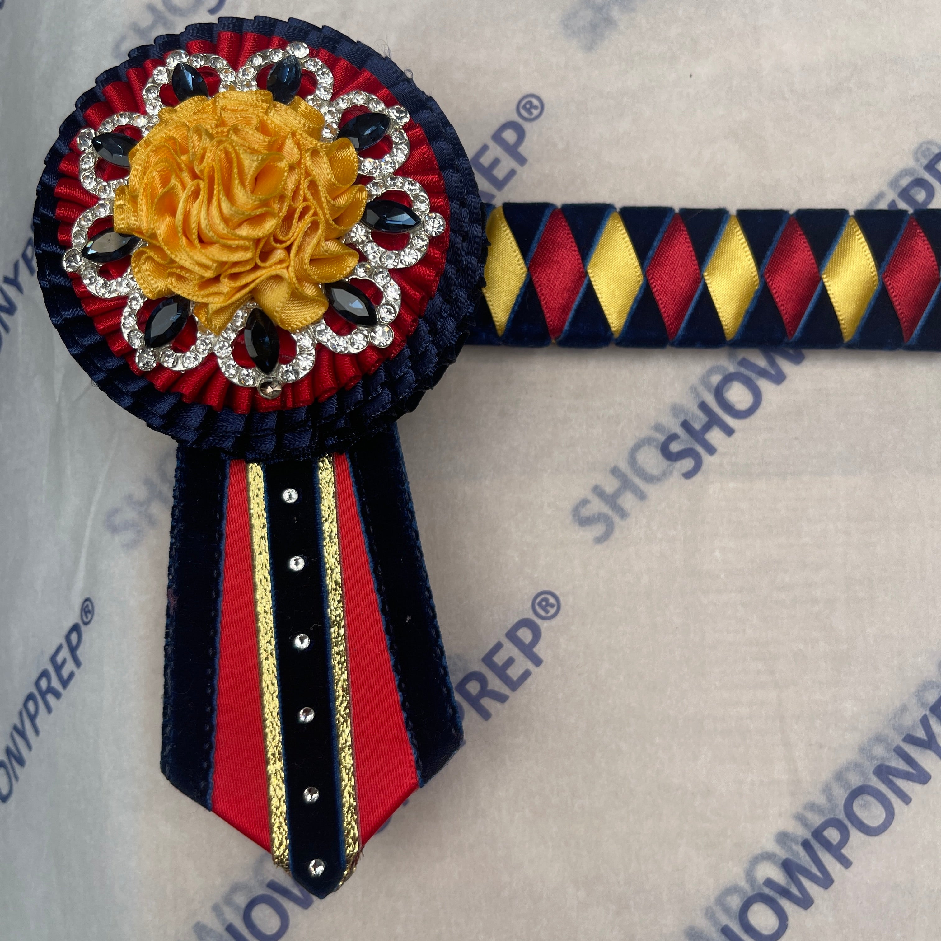 15.5" Navy, Red & Yellow Browband – Showponyprep.com
