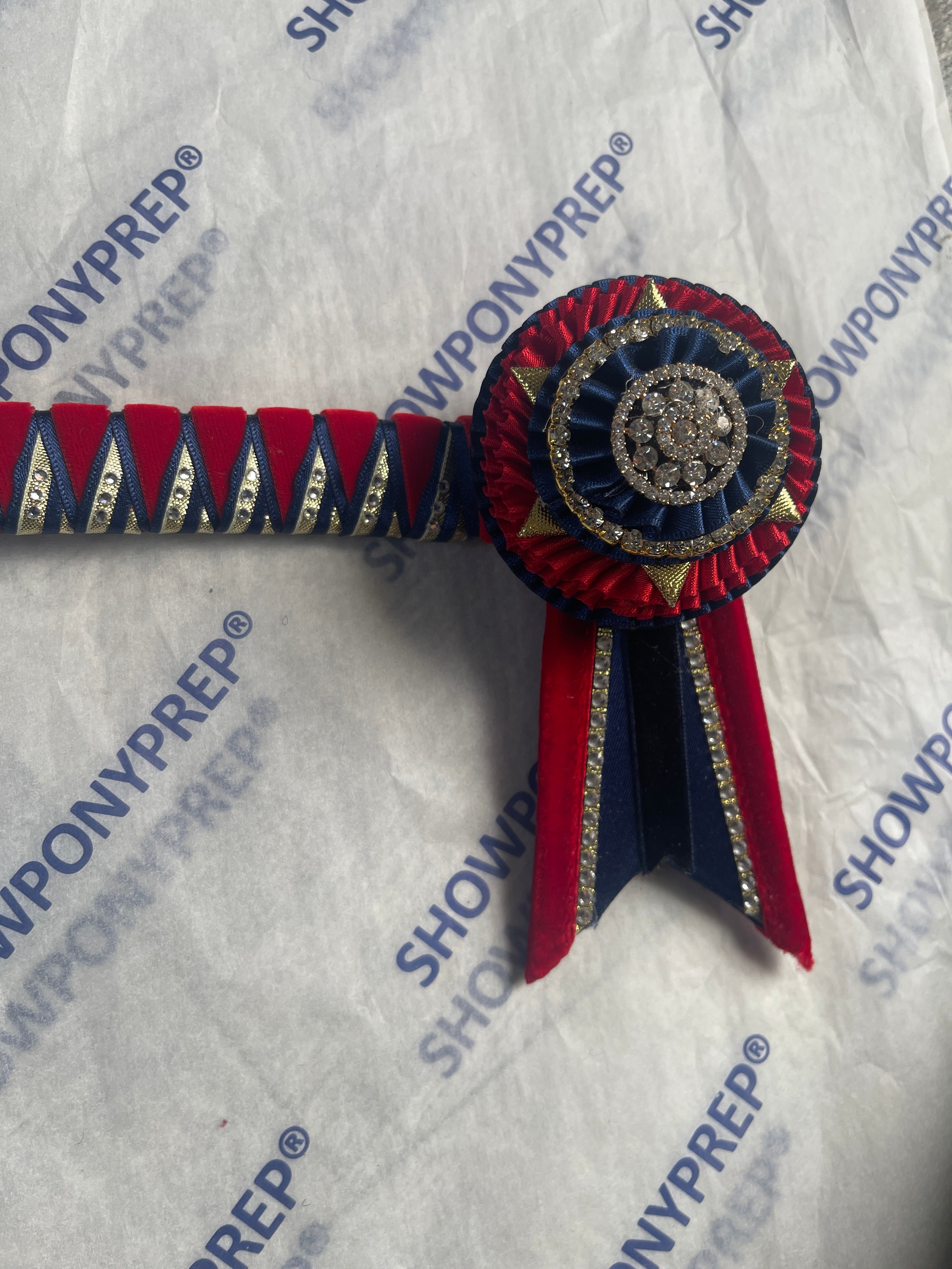 17.5" Red, Navy & Gold Browband – Showponyprep.com