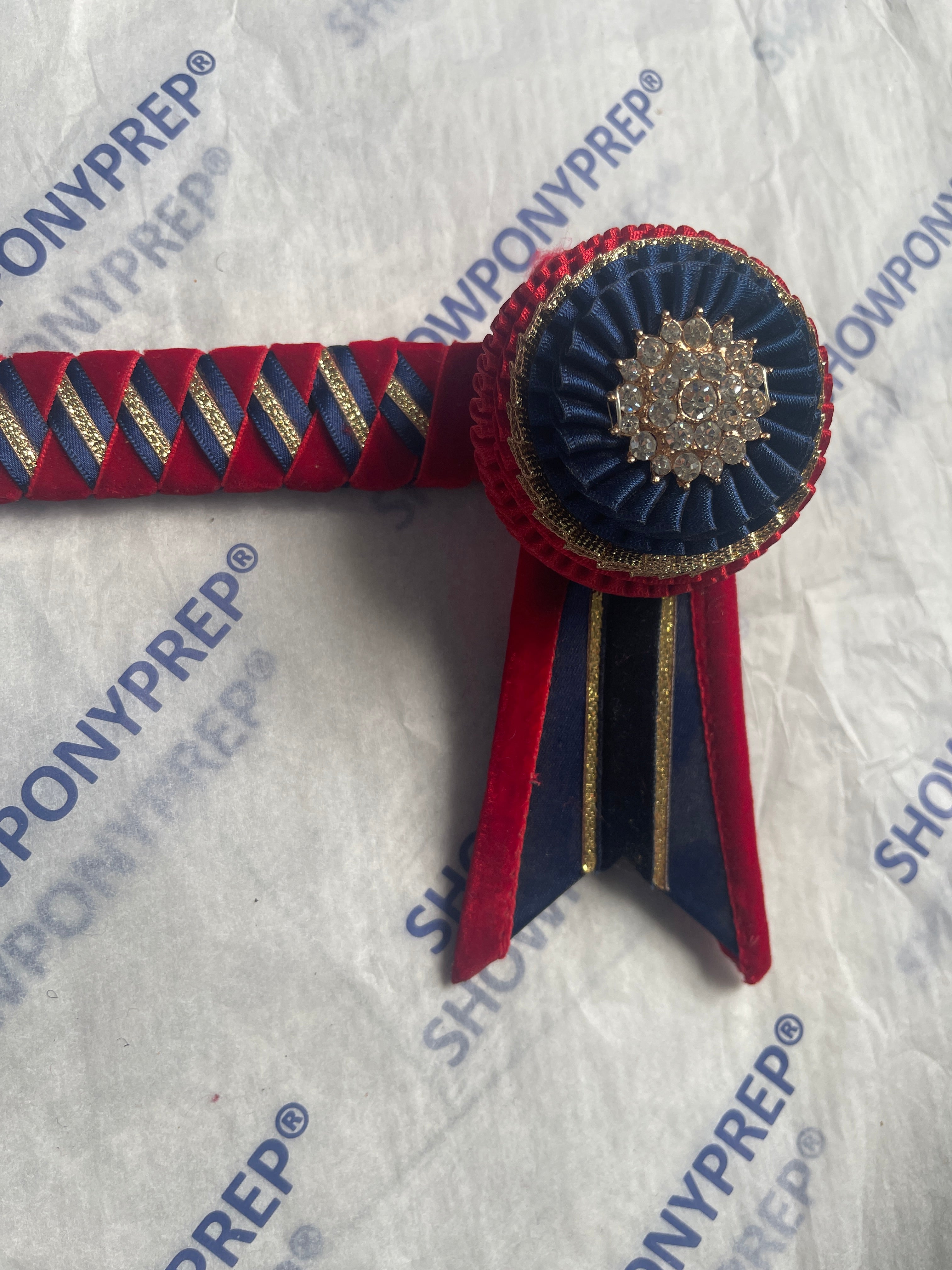 16.5” Red, Navy & Gold Browband – Showponyprep.com