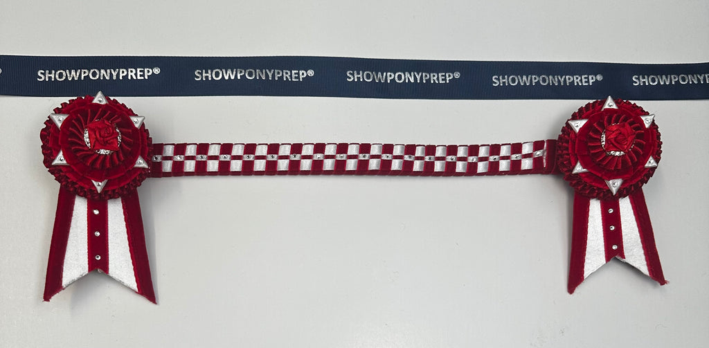 13” Red, White & Silver Browband | Showponyprep.com