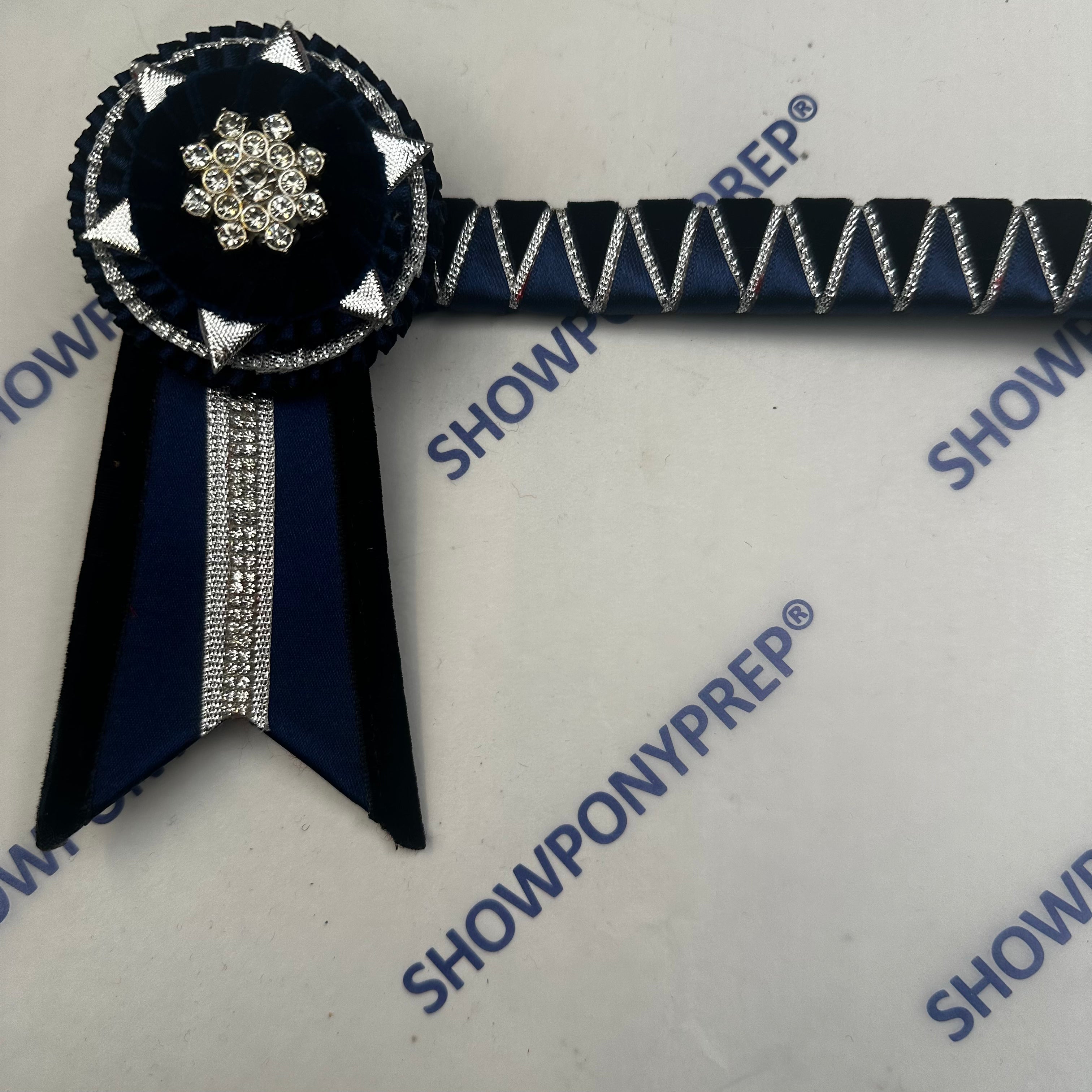 17" Navy & Silver classic browband – Showponyprep.com