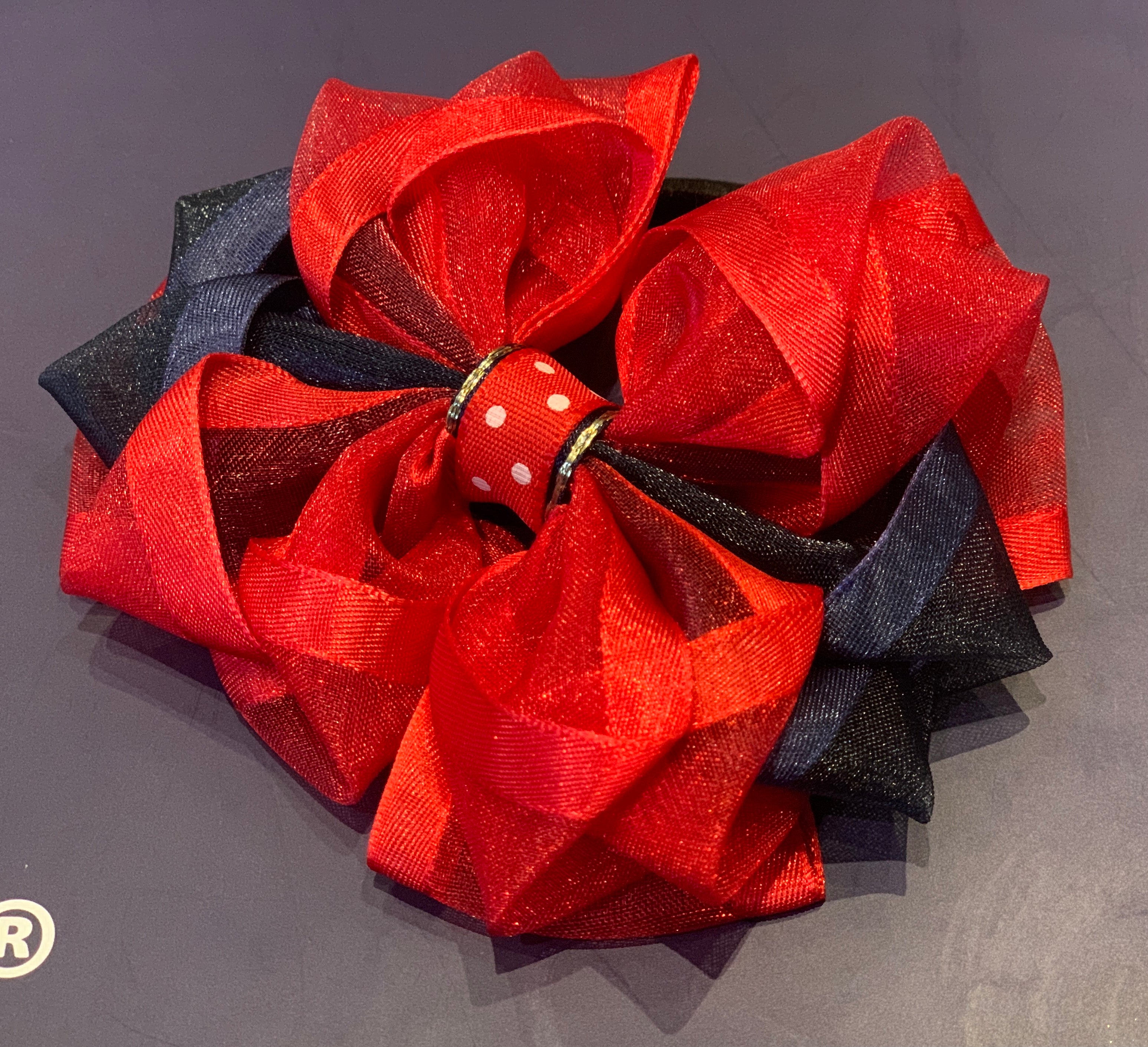 Luxury Bows: Red & Navy sheer organza multi Frill Bows – Showponyprep.com